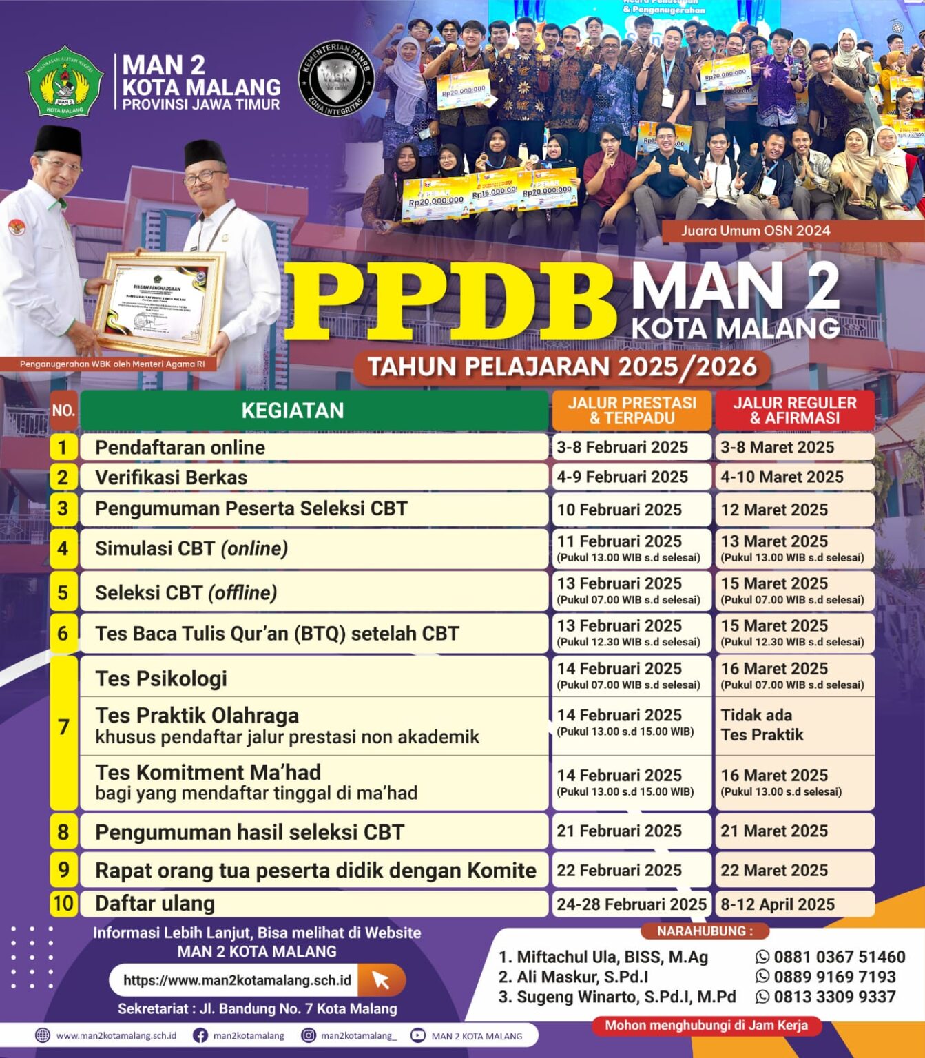 Informasi pendaftaran Peserta Didik Baru (PPDB) MAN 2 Kota Malang untuk Tahun Pelajaran 2025/ ...
